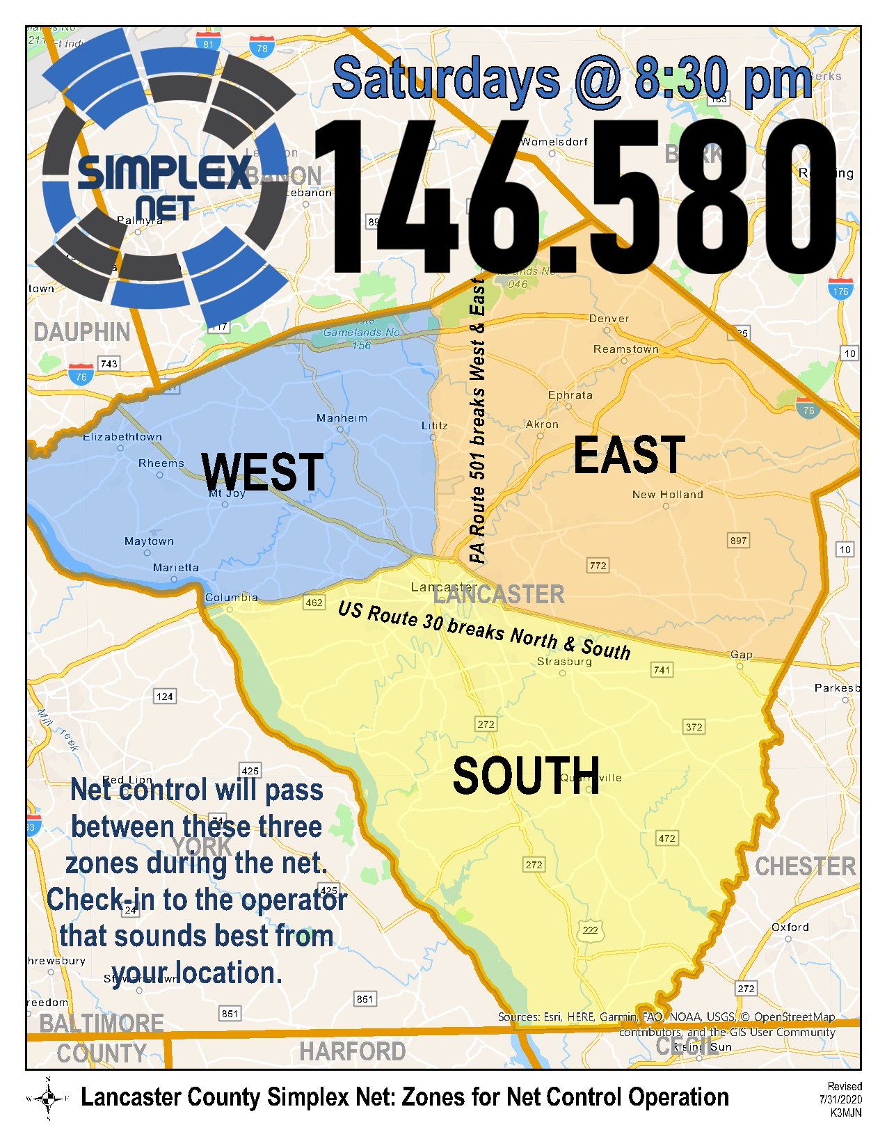 Simplex Net Control Zones | The Simplex Net – 146.580 MHz every ...